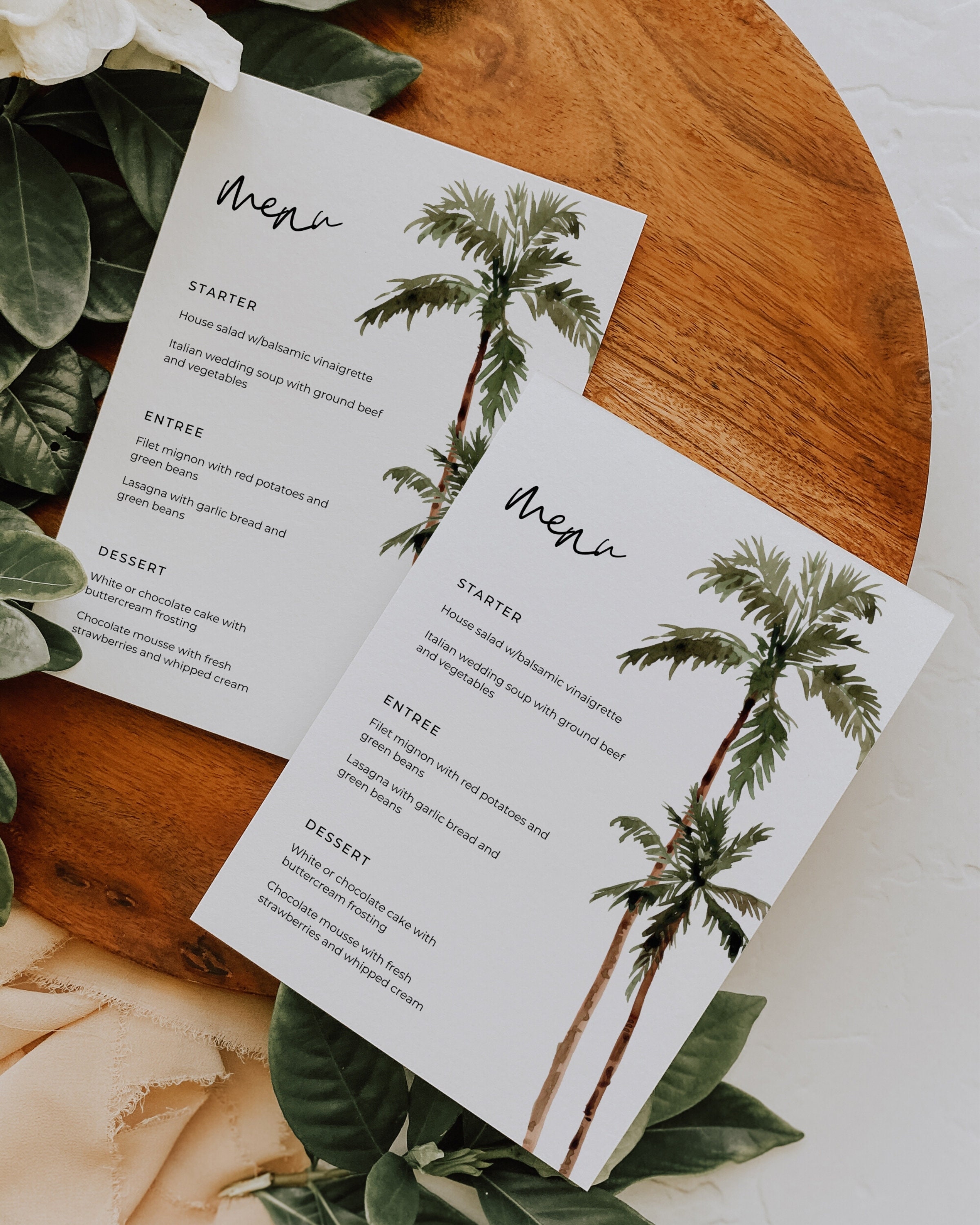 Palm Tree Wedding Menu Template Tropical Wedding Menu Card | Etsy