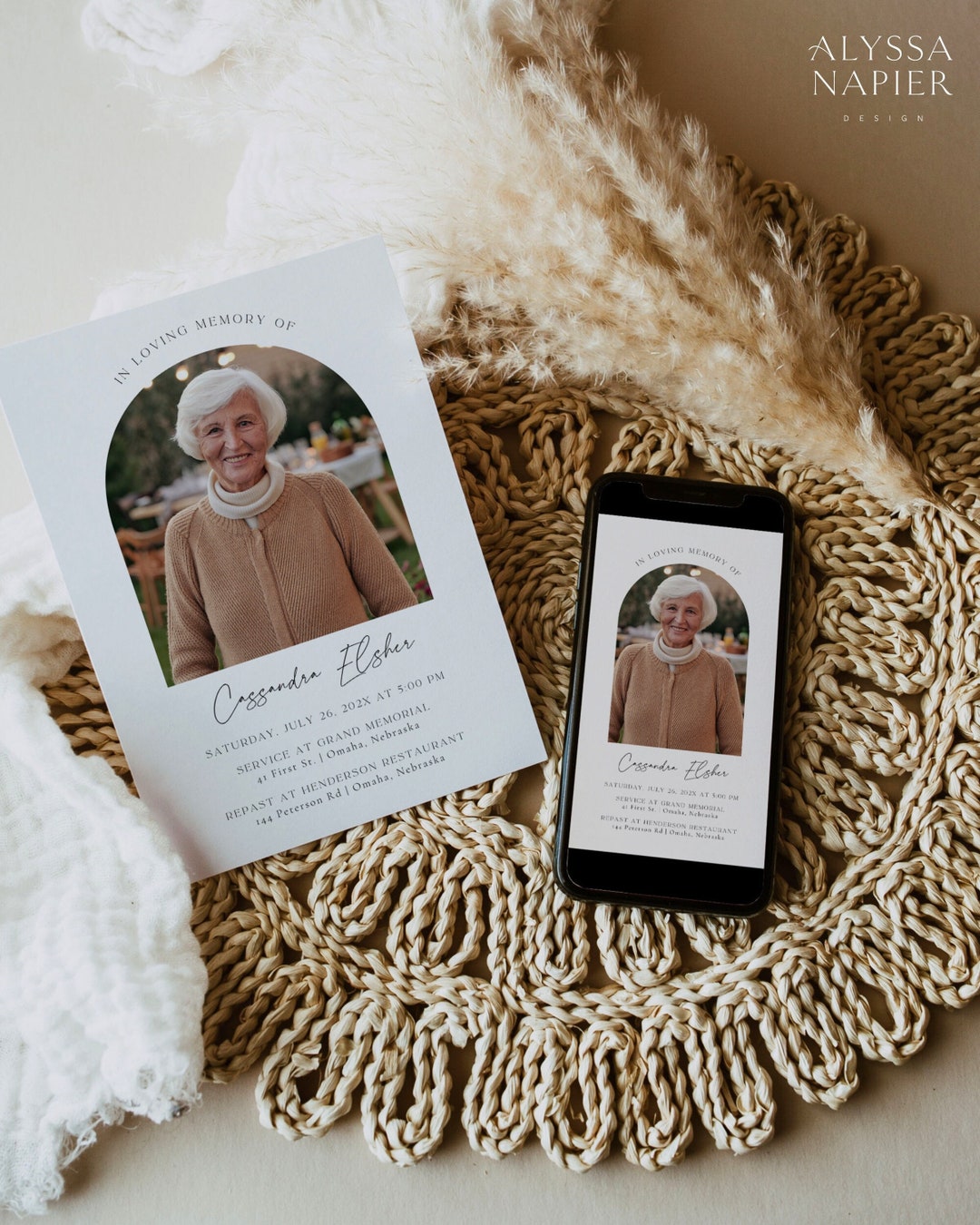 Editable Funeral Invitation Template, Personalized Memorial Invitation ...