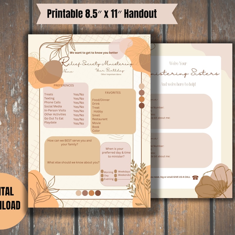 Ministering Assignment Cards - Etsy