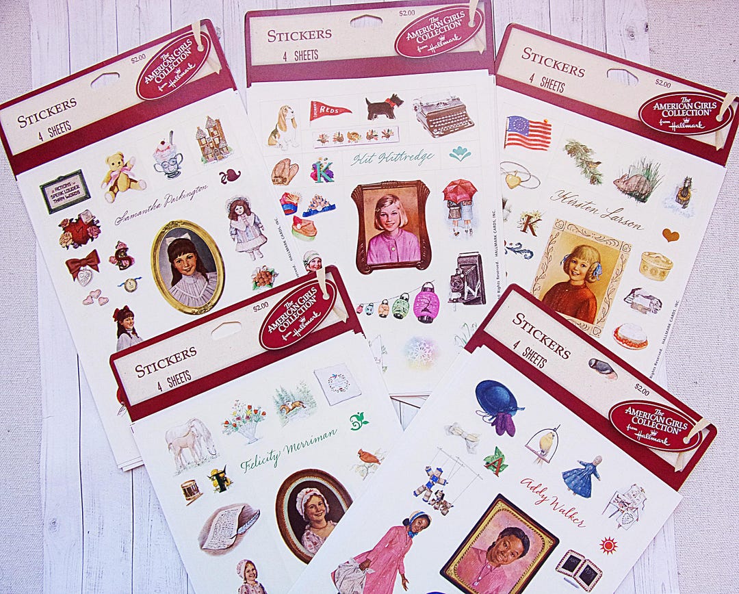American Girl Sticker Sheets ~ Hallmark - Samantha - Kit - Kirsten ...