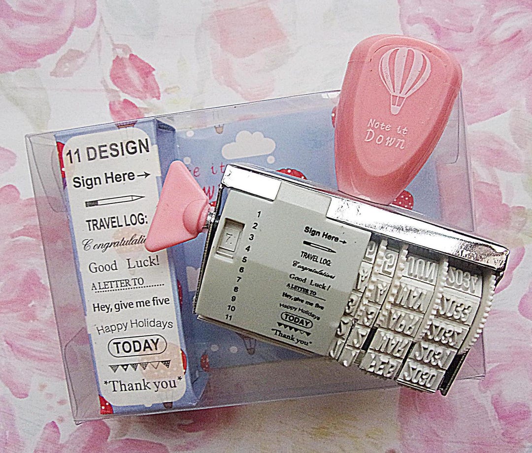 Vintage-inspired Pink ~ DIY Date Stamp TEXT Roller - Adjustable, for ...