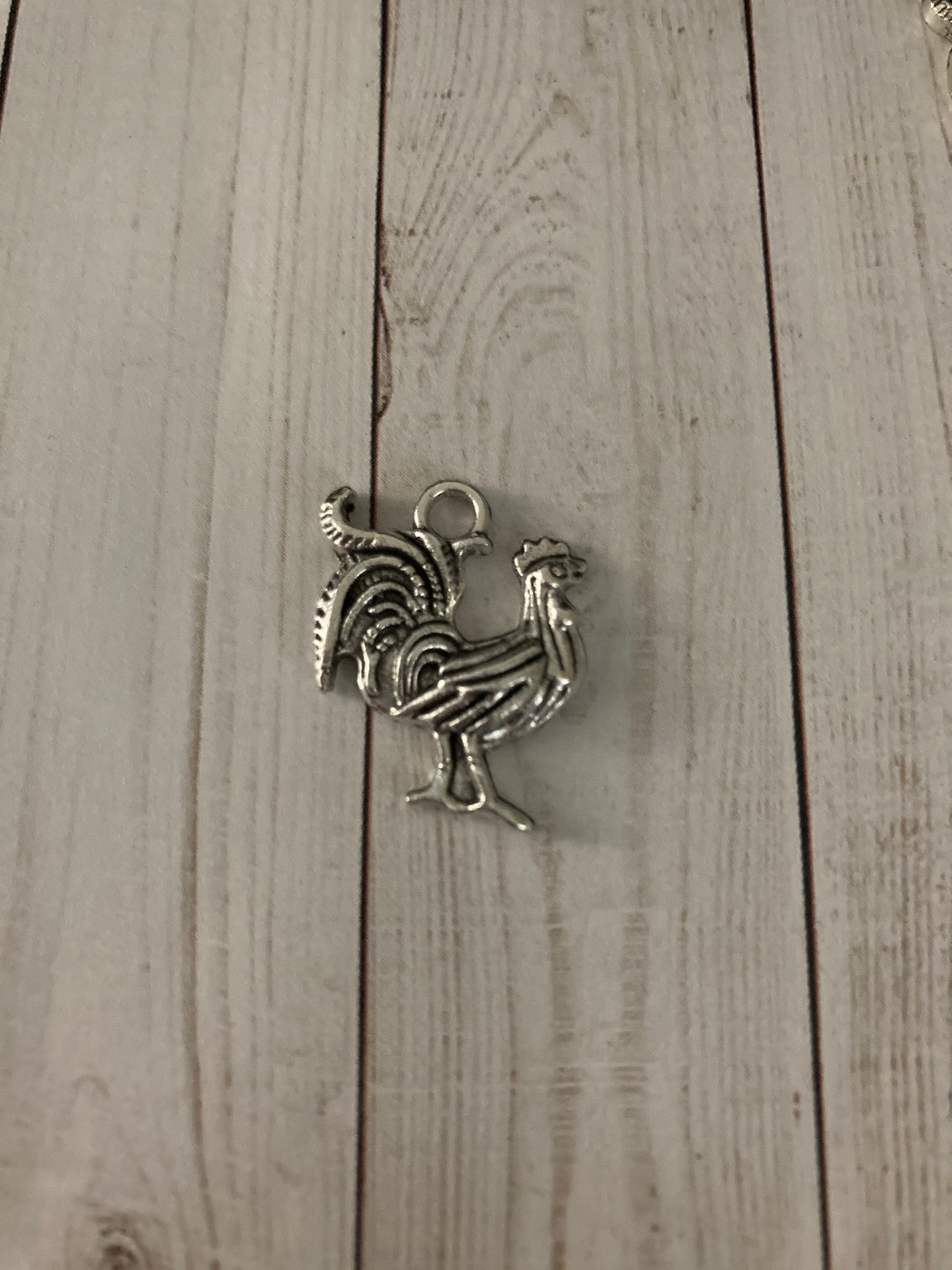 Silver Rooster Charm - Etsy