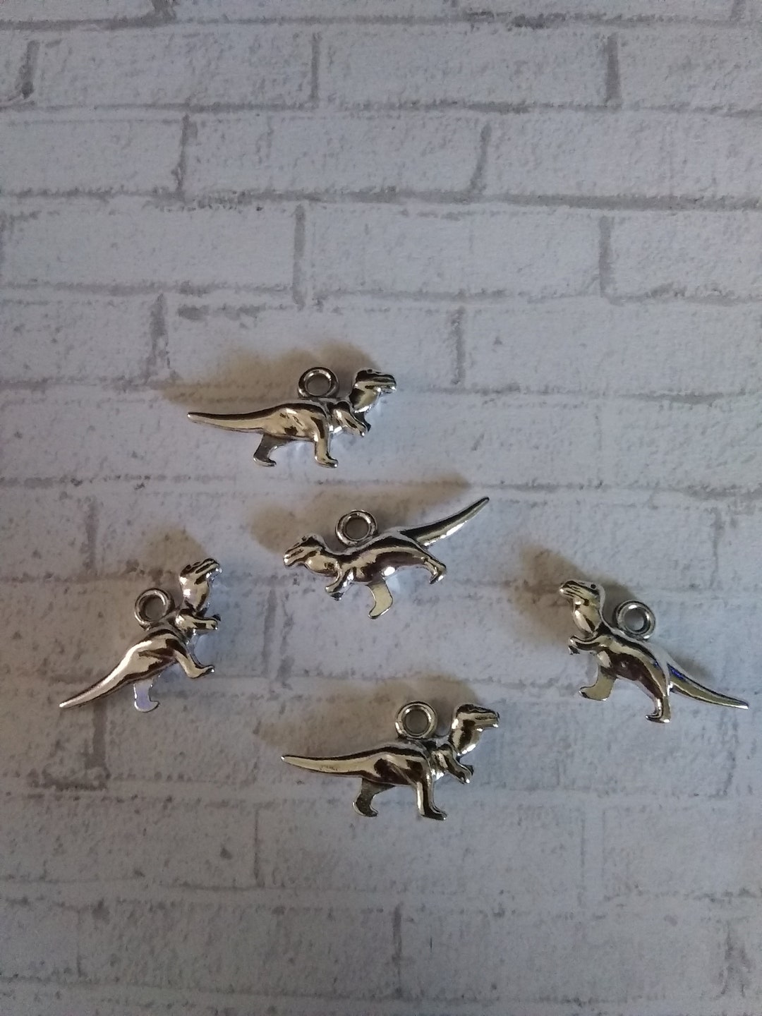 Silver T-rex Dinosaur Charm - Etsy