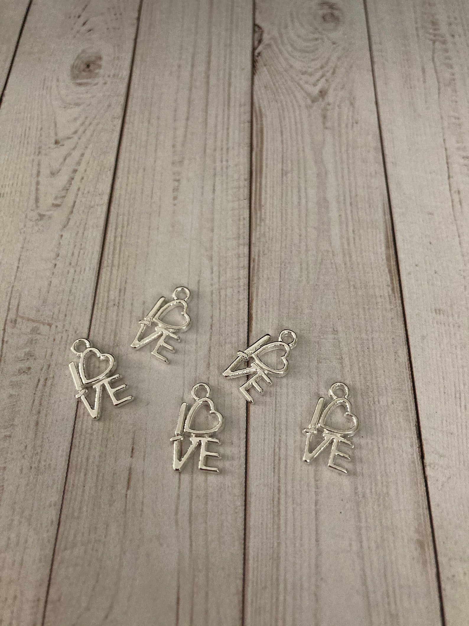 Silver Love Charm - Etsy