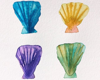 Conch Seashell Watercolor Painting, Conch Shell Art Print, Beach House ...