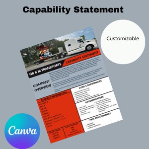 Trucking Capability Statement Template - Etsy
