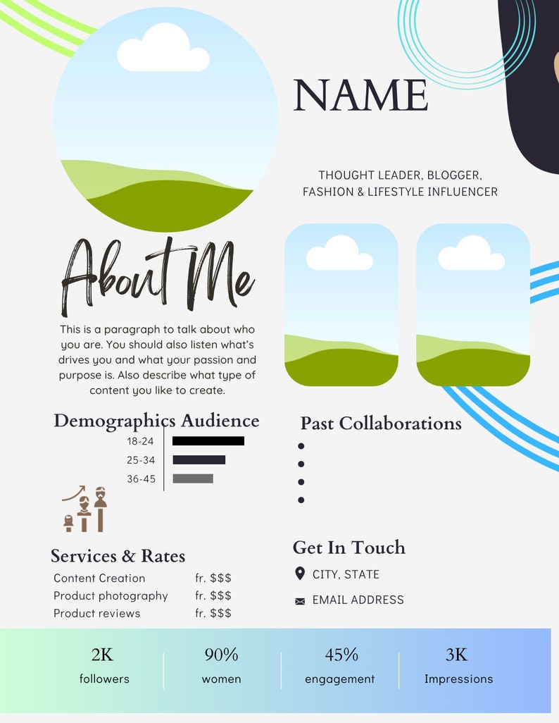 Customizable Digital Influencer Media Kit Template - Professional and ...