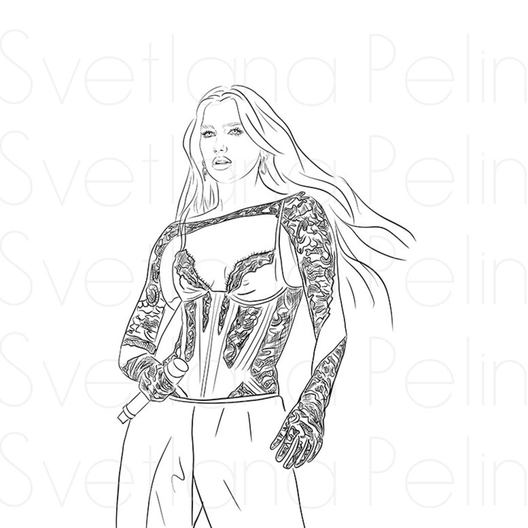 Dua Lipa, Printable Page, Adult Coloring Sheets, Digital Files, INSTANT ...