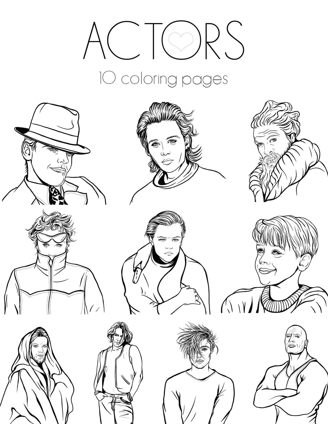 ACTORS, Coloring Book, INSTANT DOWNLOAD - Etsy