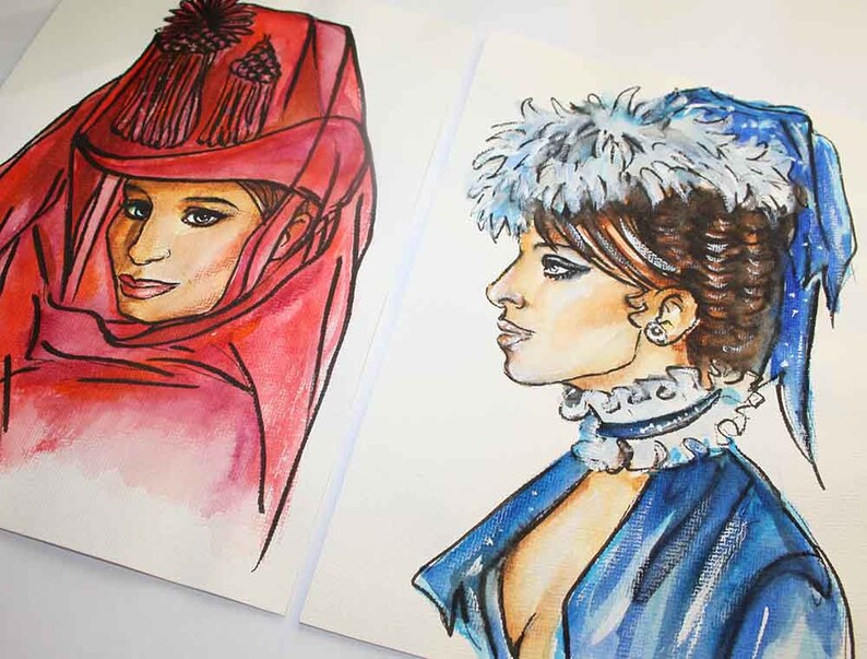 Barbra, ORIGINAL Watercolour Painting, Marker Drawing, Portrait, Art ...