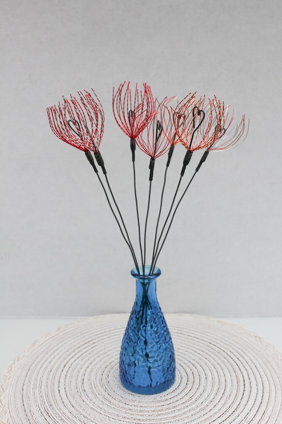Wire Wisp Flower With Heart Accent Sold Individually - Etsy