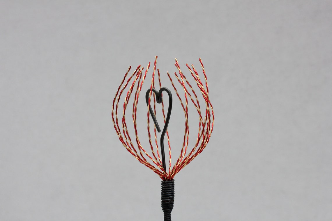 Wire Wisp Flower With Heart Accent Sold Individually | Etsy