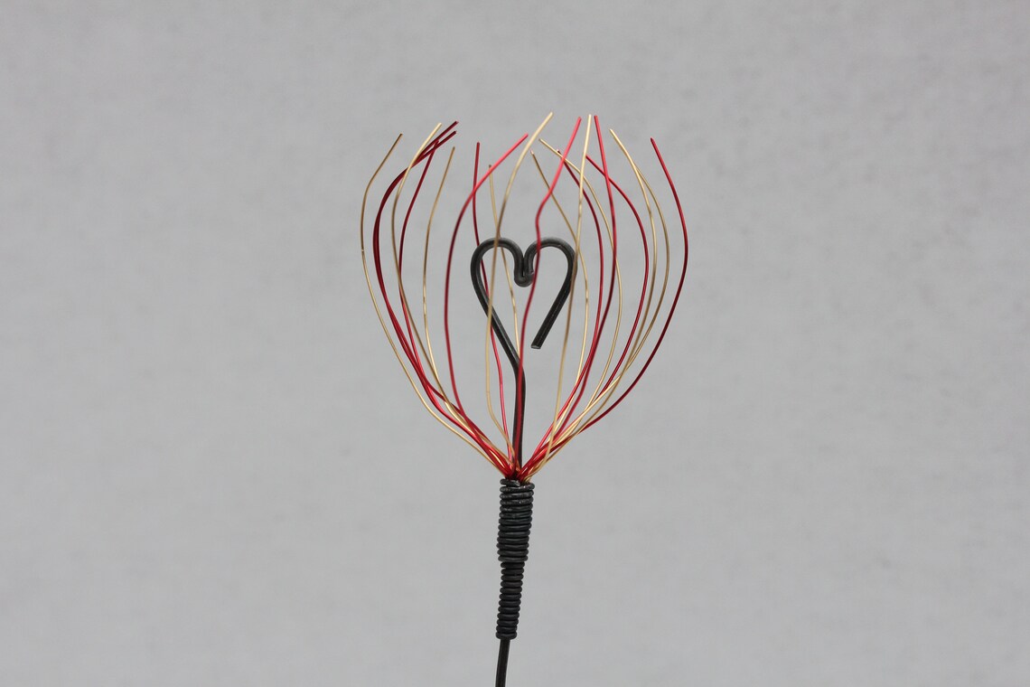 Wire Wisp Flower With Heart Accent Sold Individually | Etsy