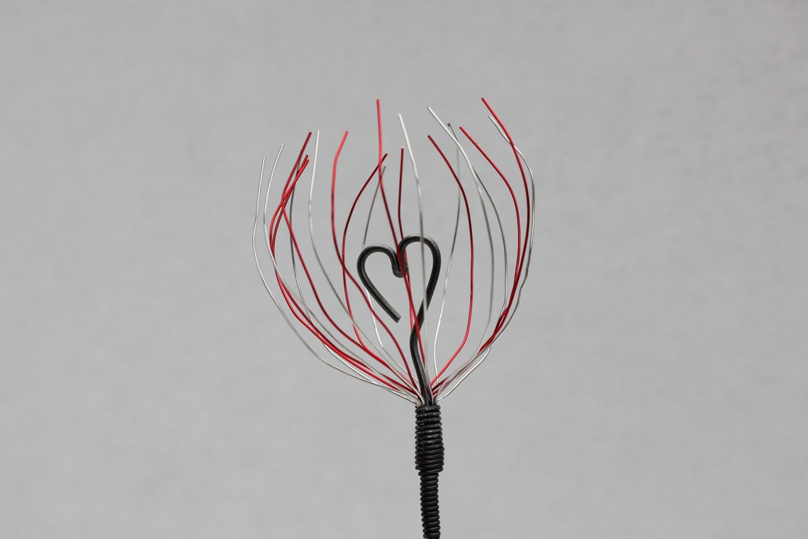 Wire Wisp Flower With Heart Accent Sold Individually | Etsy