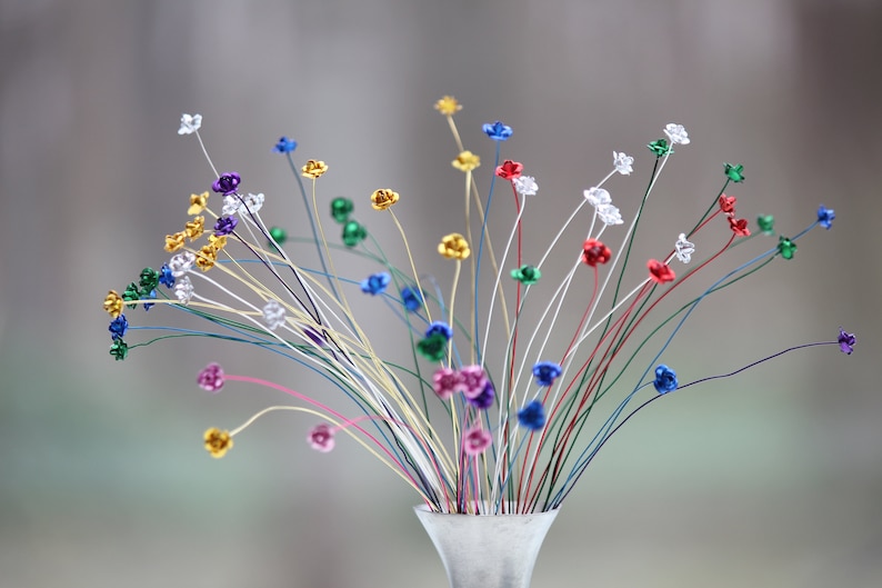Tiny Metal Blossoms With Matching Wire Stem - NEW COLORS - Etsy
