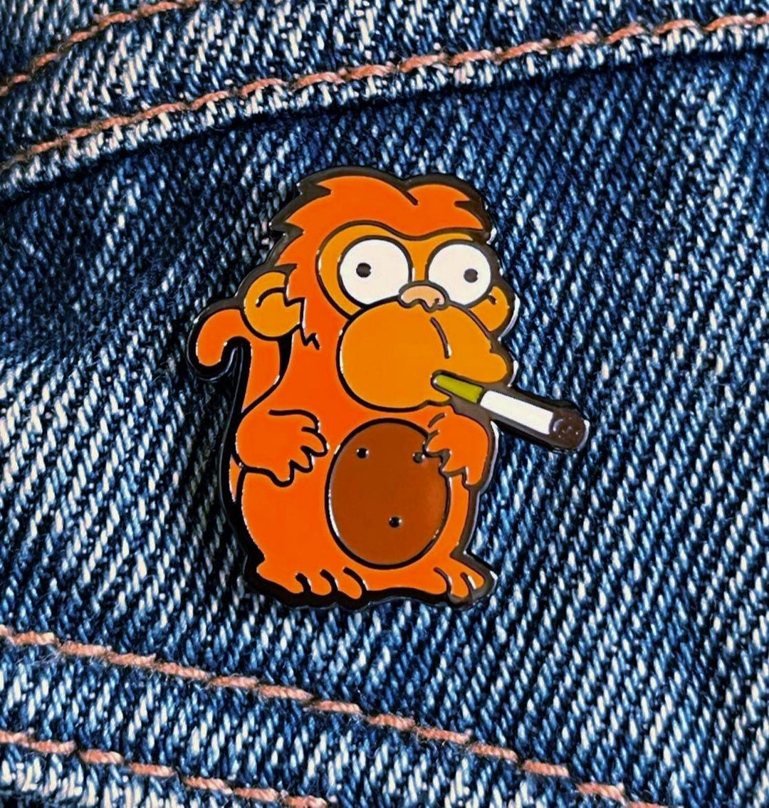 The Simpsons Smoking Monkey Enamel Pin - Etsy