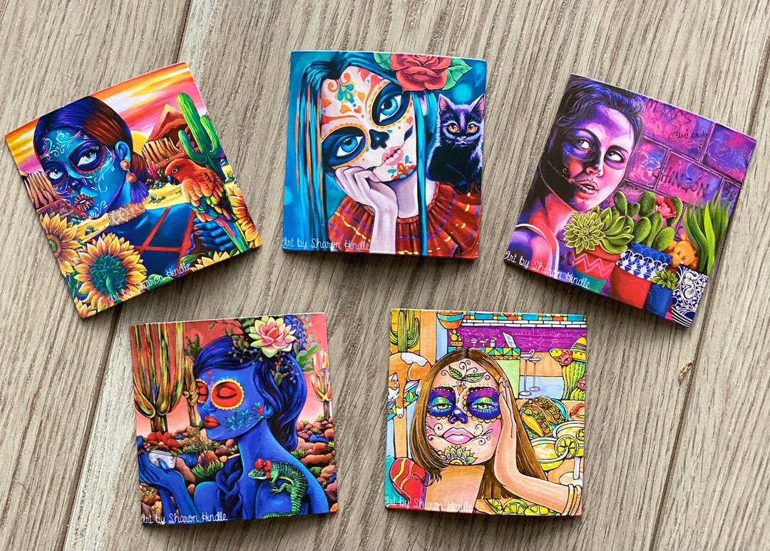 Mexican Art Fridge Magnets - Set of 5 - Etsy
