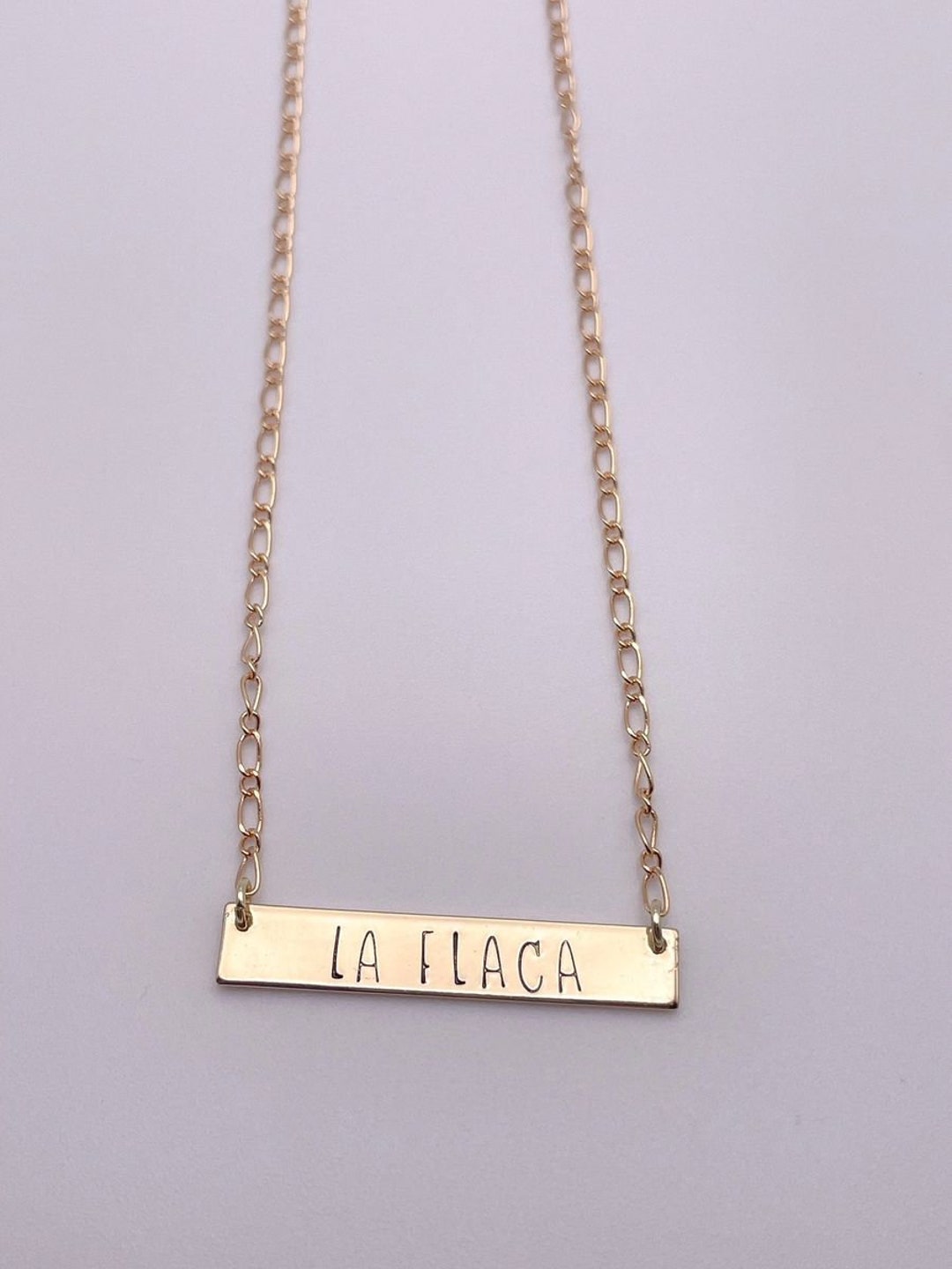 La Flaca Name Bar Necklace - Cuban Link - Cuban Name Bar Necklace ...