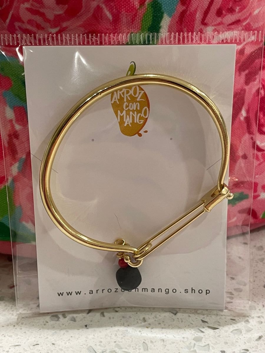 Cuban Azabache Pin Bracelet With Authentic Jet Stone & Real Coral Stone ...