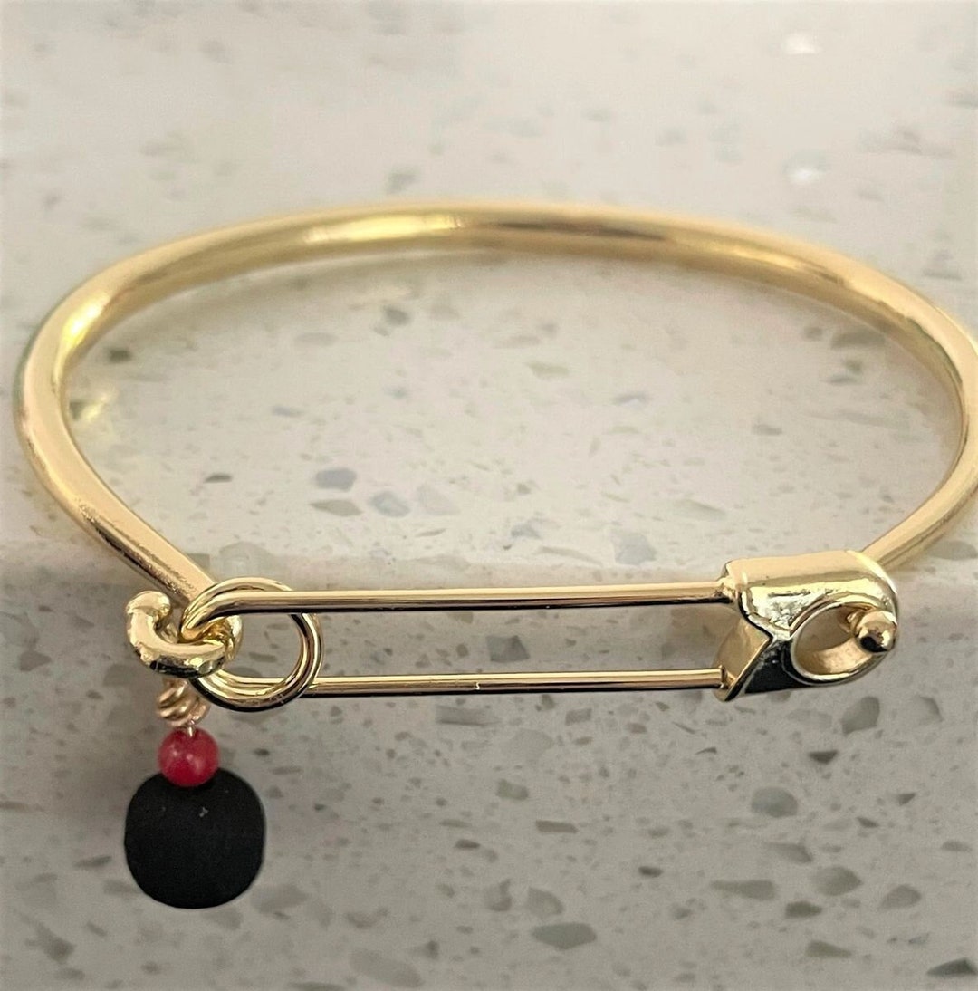 Cuban Azabache Pin Bracelet With Authentic Jet Stone & Real Coral Stone ...