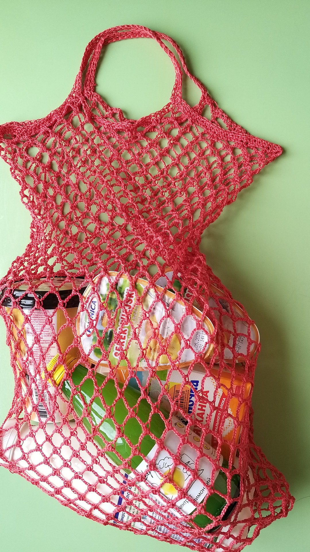 Handmade Reusable Mesh Net String Bag. Eco-friendly Crouched Bag. 100 % ...