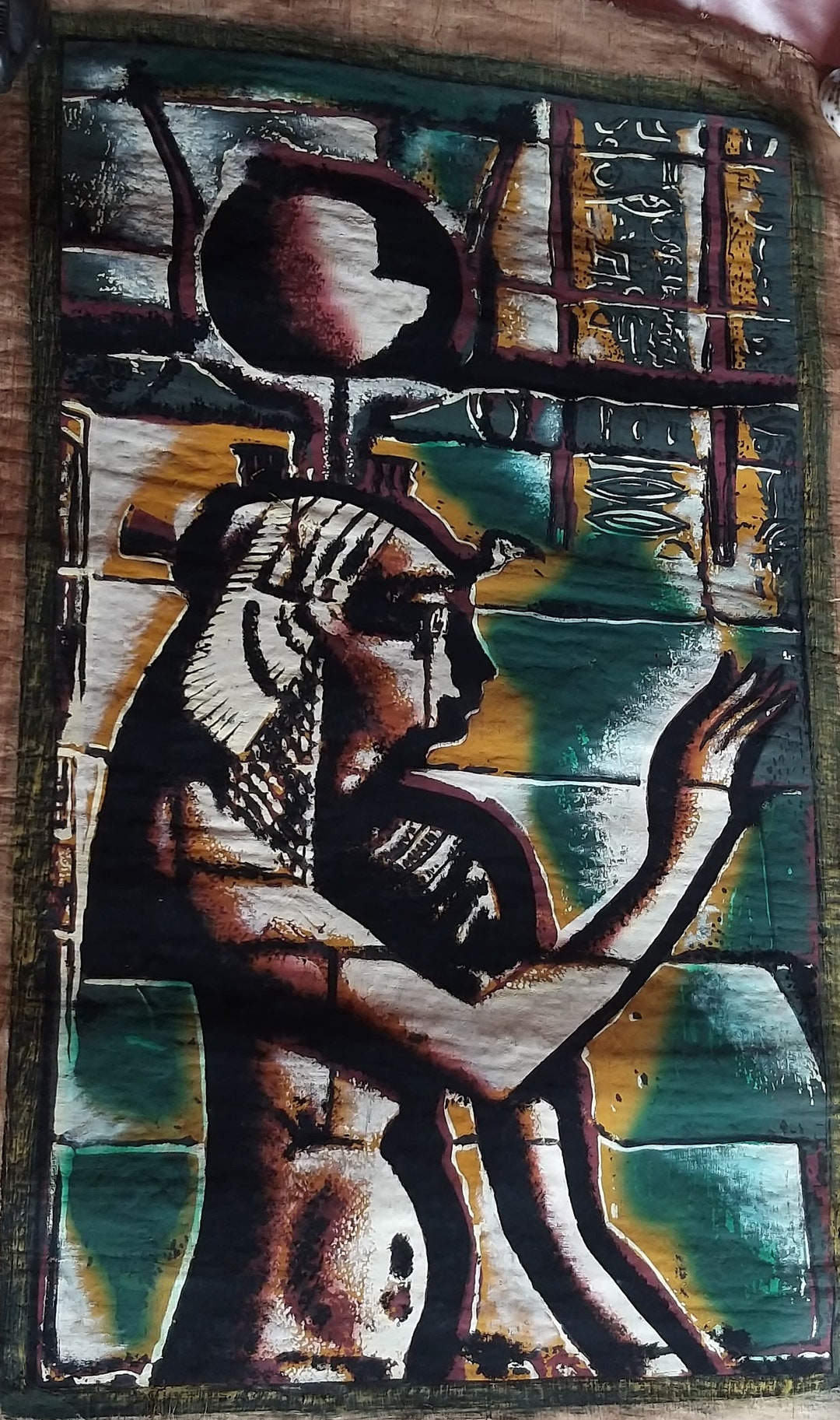 Big Ancient Egypt Papyrus Painting Hand Painted Art From Egypt - Etsy