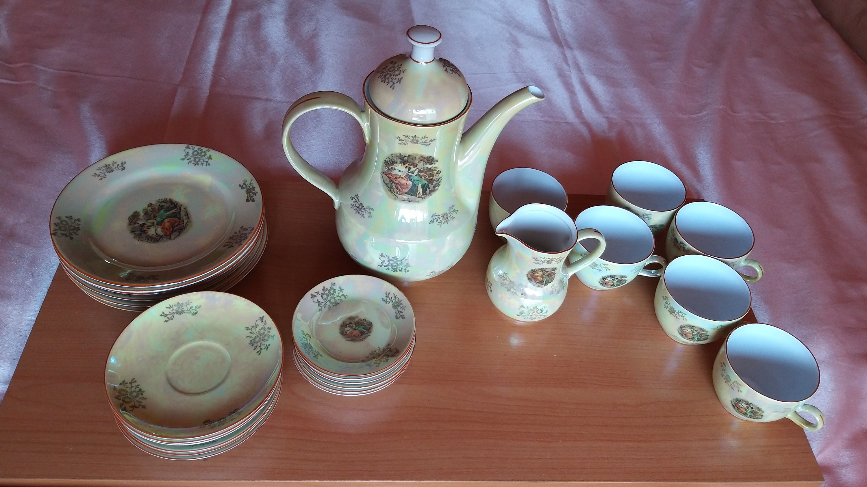 Tea Set Madonna Rare Vintage GDR German Democratic Republic USSR Tea Set Porcelain 1980 Vintage ...