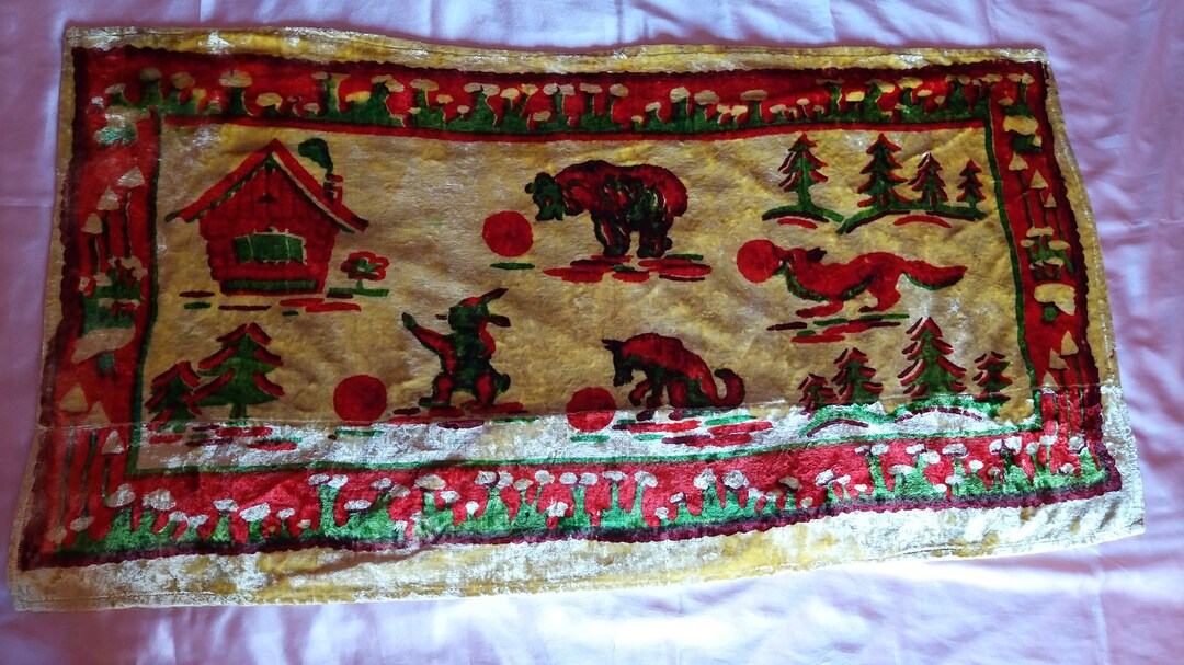Soviet Vintage Plush Rug, Vintage Rug, Vintage Cotton Velvet Textile ...