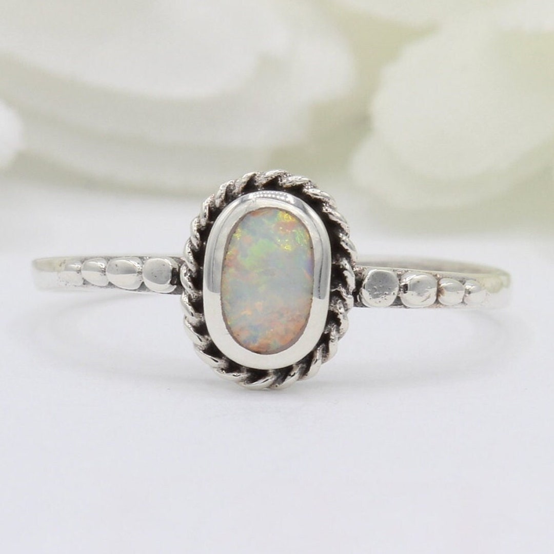 8.5mm Solitare Oval Lab White Opal Oxidized Celtic Oval Wedding Bridal ...