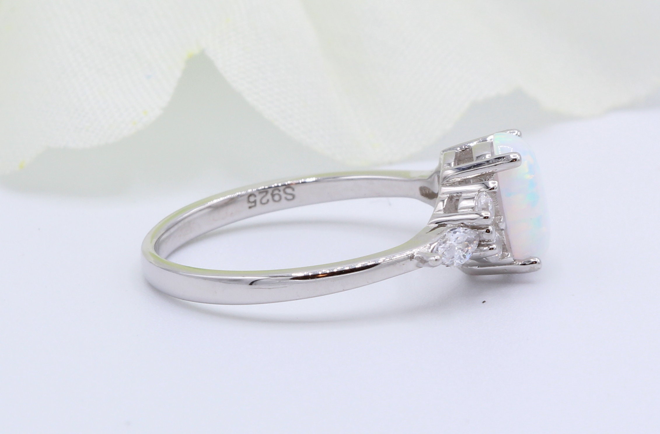 Vintage Art Deco Oval Lab White Opal Wedding Engagement Bridal | Etsy