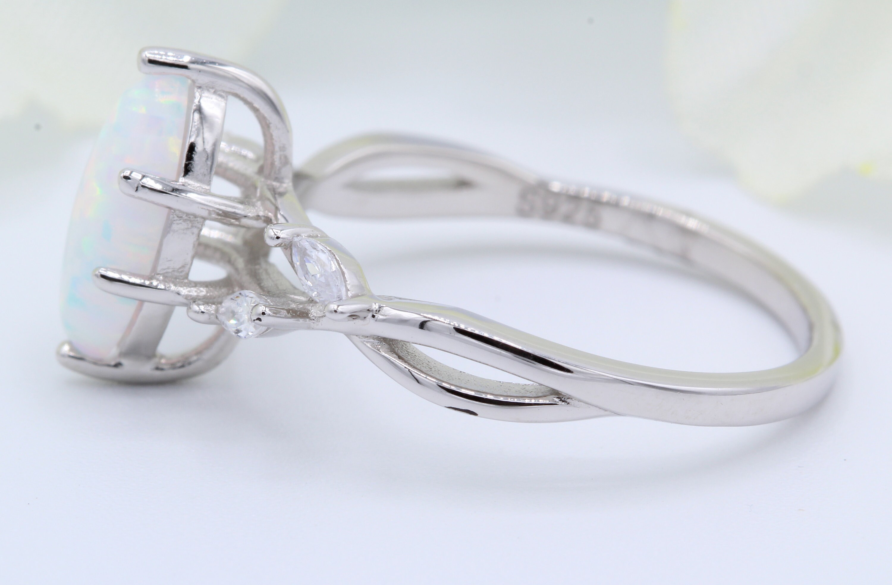 Vintage Art Deco Marquise Lab White Opal With Simulated - Etsy