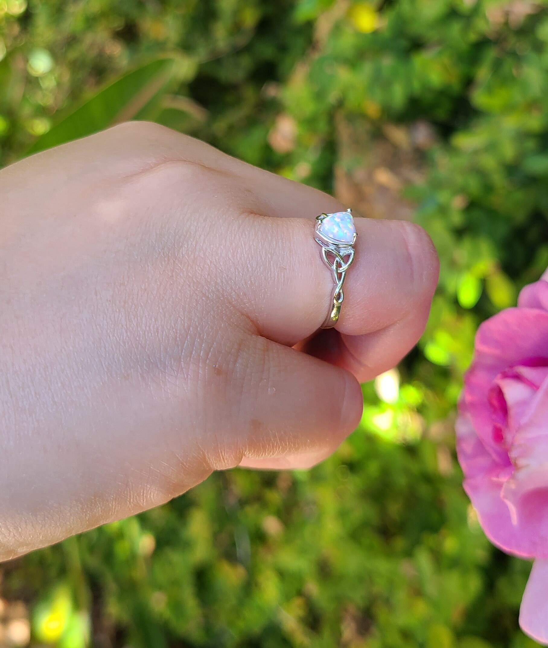 6mm Heart Lab White Opal Celtic Art Deco Wedding Bridal | Etsy