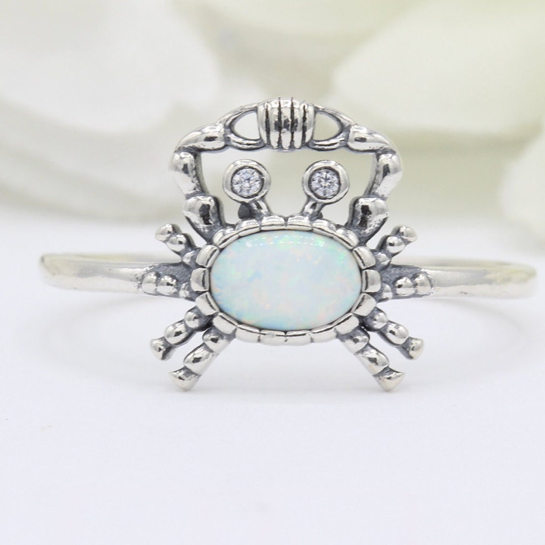 11.1mm Crab Lab White Opal Oxidized Celtic Crab Wedding Bridal ...