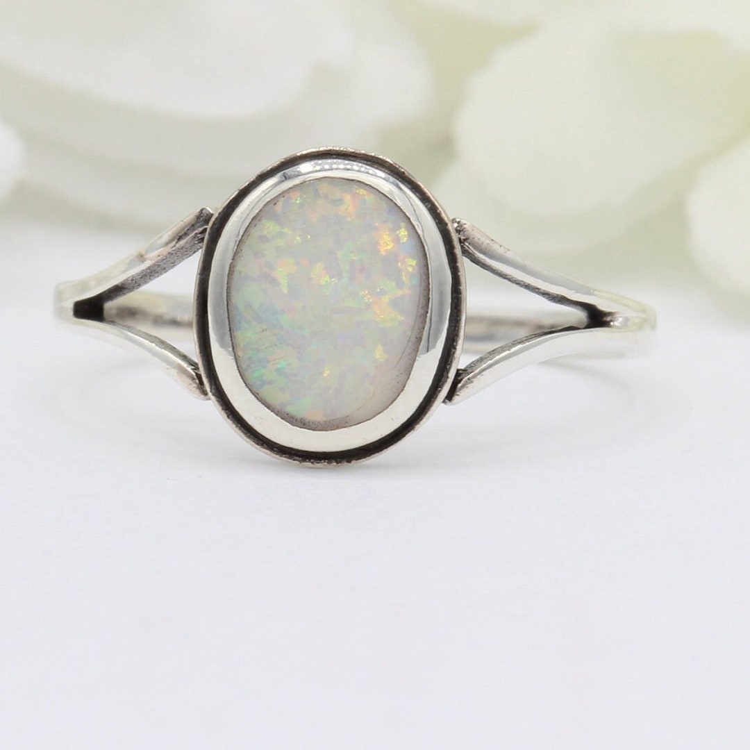 10mm Solitare Oval Lab White Opal Oxidized Celtic Oval Wedding Bridal ...