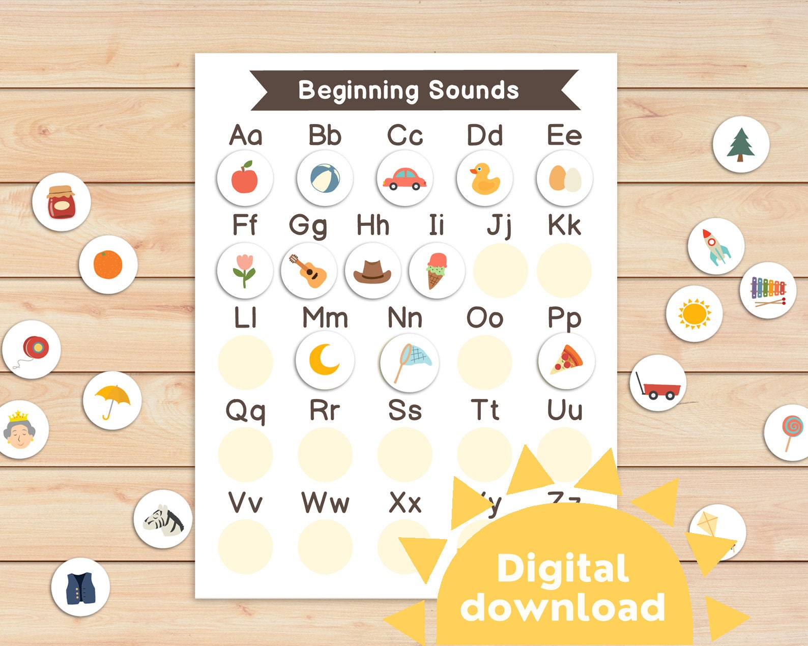 Beginning Sounds Activity Kinder | Letter Sounds Matching | Beginning ...