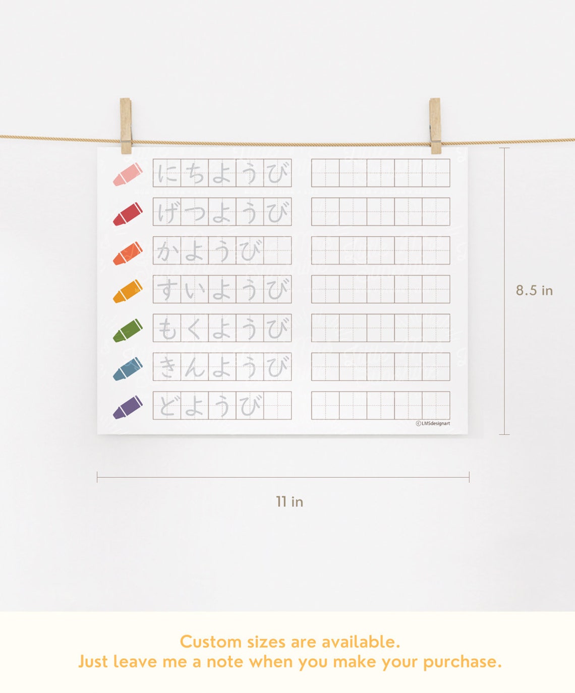 Japanese Days of the Week Wheel & Tracing Worksheet for Kids | Etsy