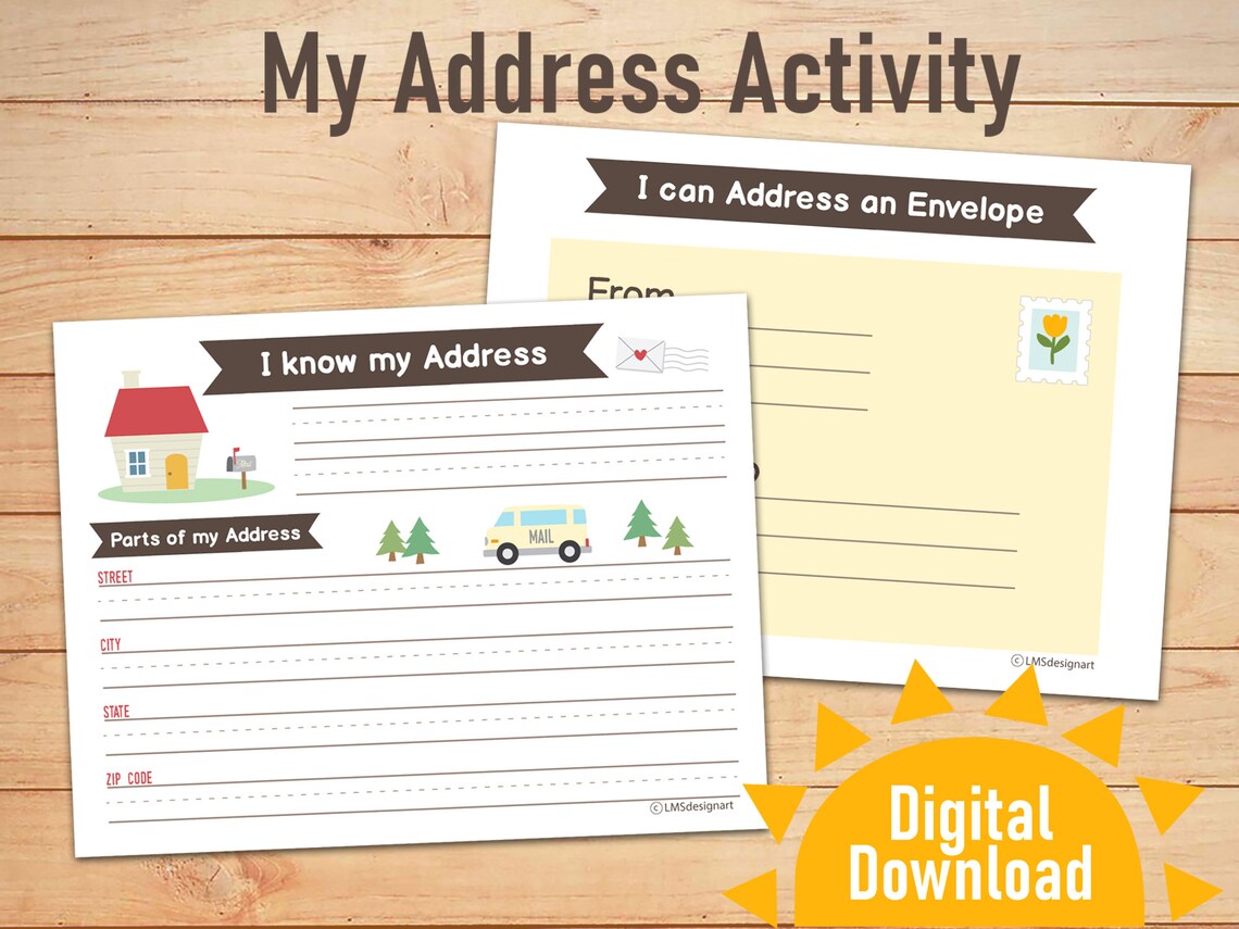 Address Activity for Kids I Know My Address Worksheet | Etsy