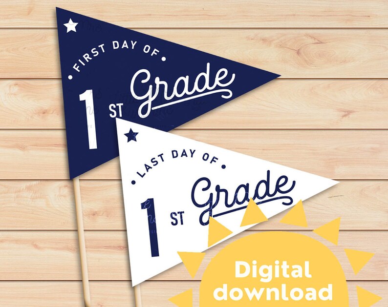 Printable First and Last Day of 1st Grade Pennant First Day - Etsy