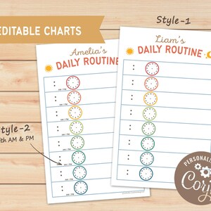 Editable Daily Routine Chart for Kids | Printable Rainbow Daily ...