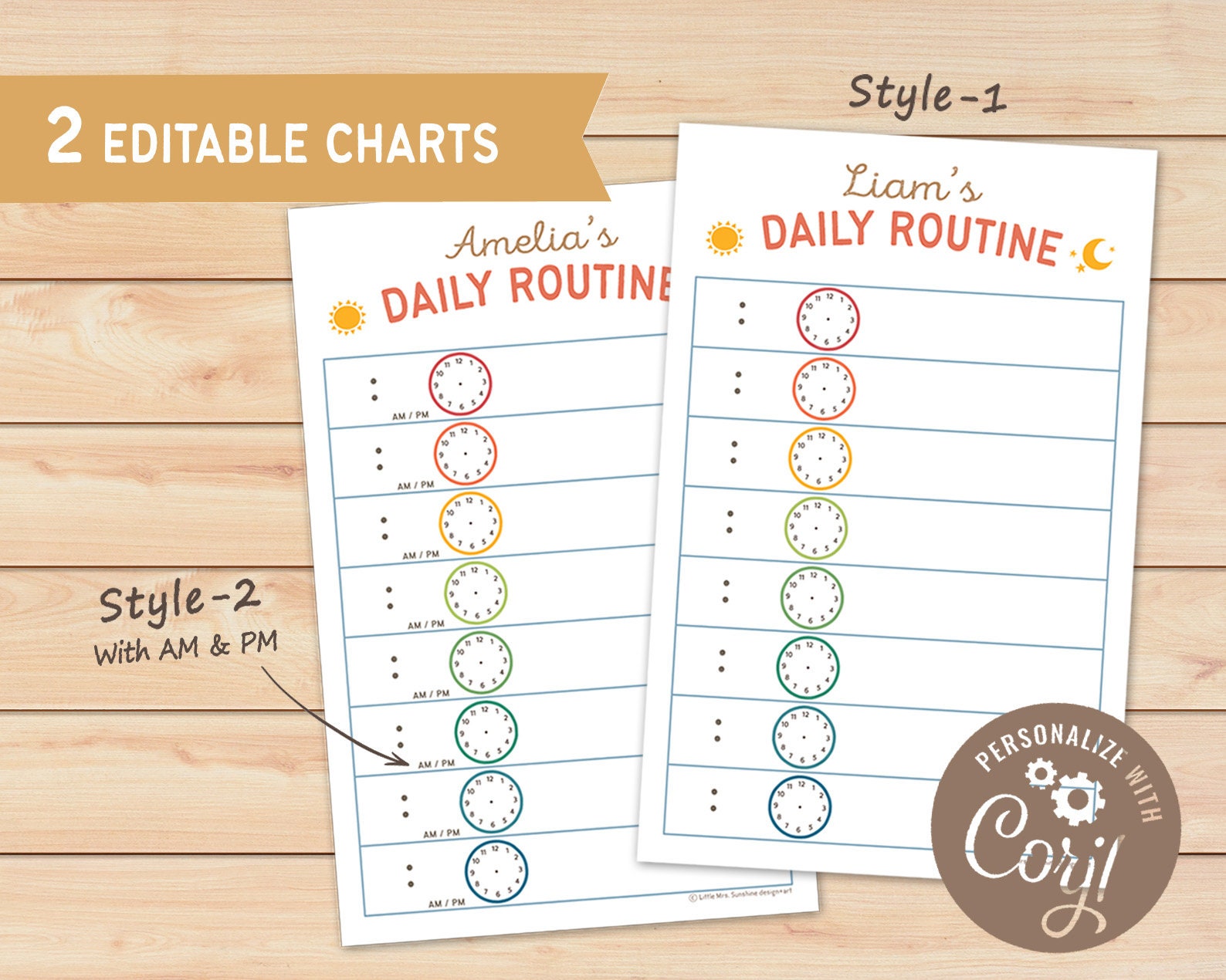 Editable Daily Routine Chart for Kids Printable Rainbow - Etsy