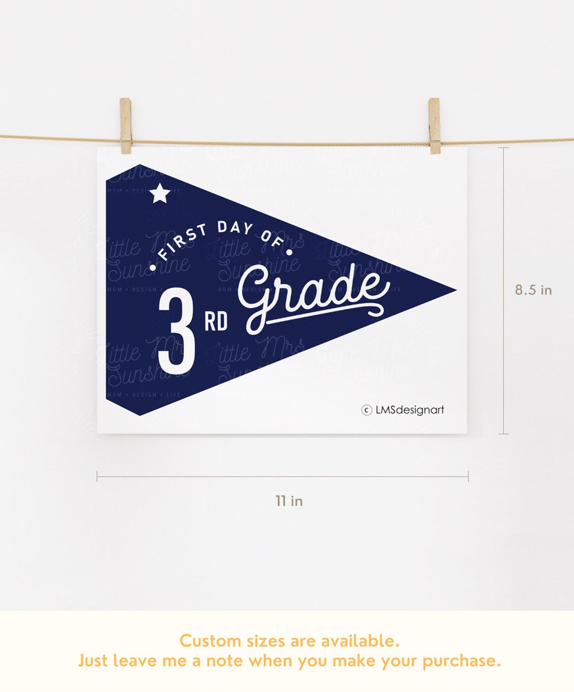 Printable First and Last Day of 3rd Grade Pennant First Day and Last ...