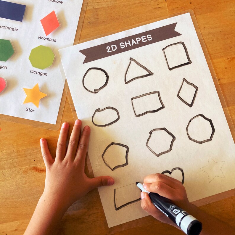 2D Shapes Printable | Matching & Tracing Worksheet (digital Download ...