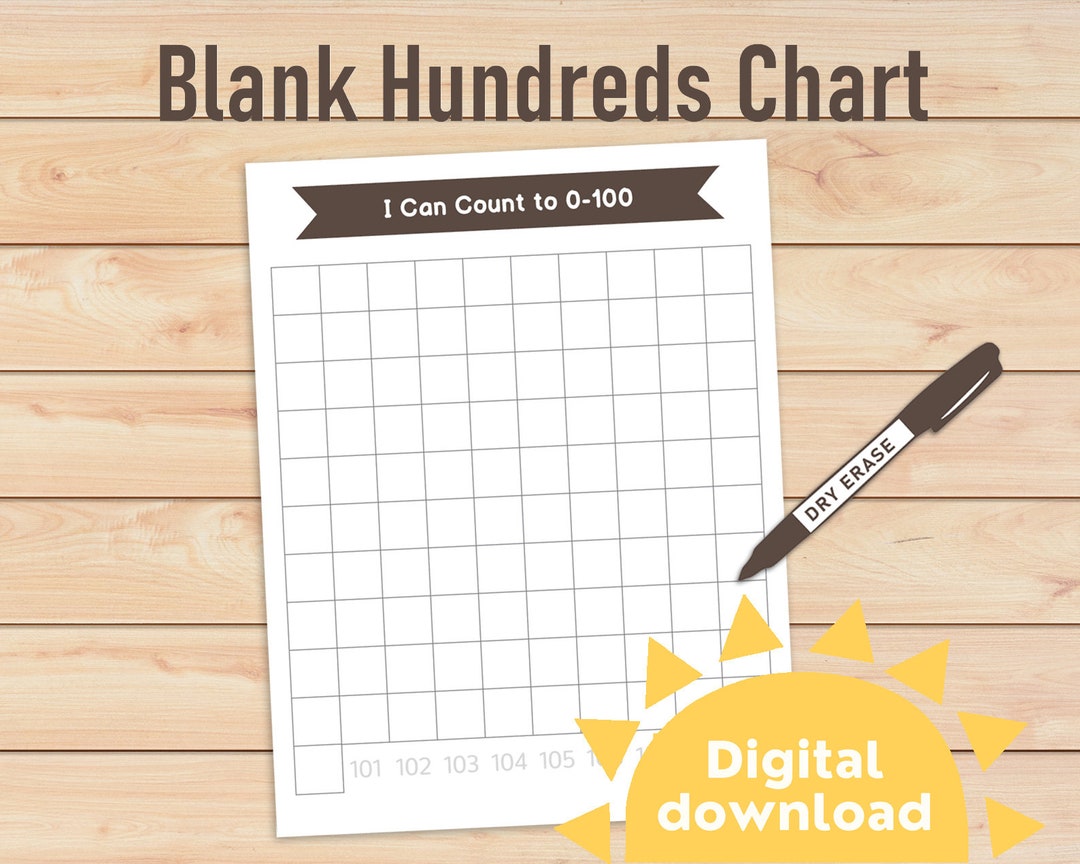 Blank Hundreds Grid 0-100 for Kids | Blank 100 Chart | Write Numbers ...