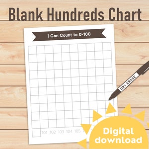 Blank Hundreds Grid 0-100 for Kids | Blank 100 Chart | Write Numbers ...