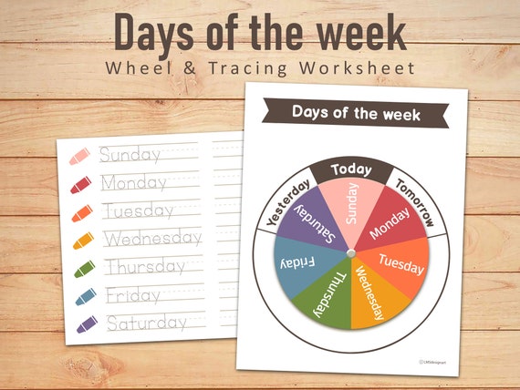 Days of the week wheel for kids Days of the week for | Etsy