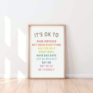 Daily Affirmations Poster for Kids Printable | Rainbow Color It's Ok ...