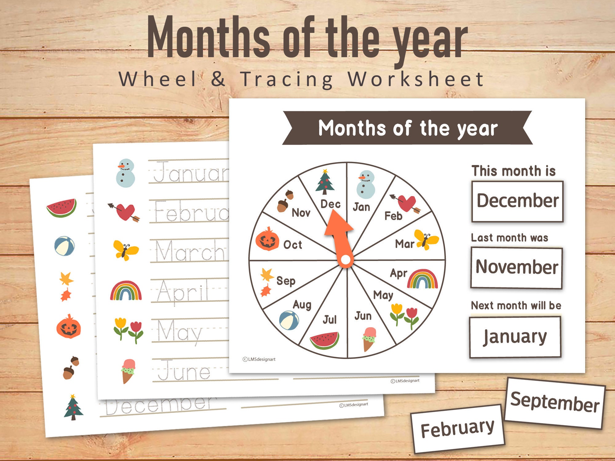 Months of the year wheel for kindergarteners Months of the | Etsy
