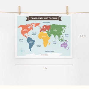 Continents and Oceans Poster for Kids | 7 Continents & 5 Oceans | World ...