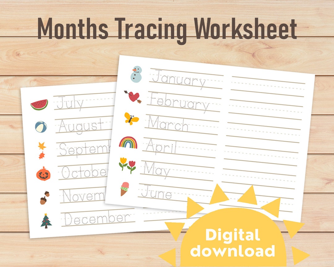 Months Tracing Worksheet | Months of the Year Worksheet | Learning ...