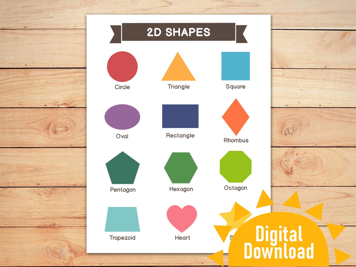 2D shapes for kindergarten list of geometric shapes | Etsy